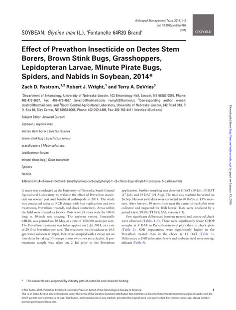 Pdf Effect Of Prevathon Insecticide On Dectes Stem Borers Brown