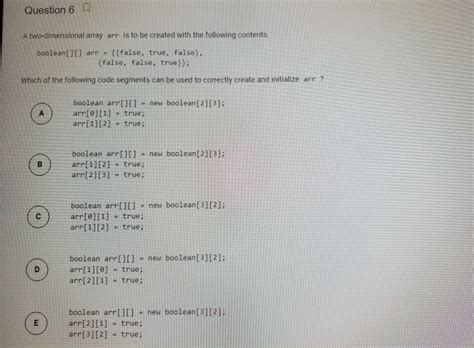 Solved Question 6 0 A Two Dimensional Array Arr Is To Be