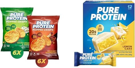 Pure Protein Popped Crisps And Lemon Cake Bars Variety Bundle
