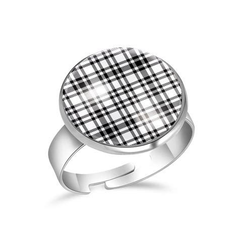 Ownmemory Black White Gird Pattern Stainless Steel Adjustable Statement