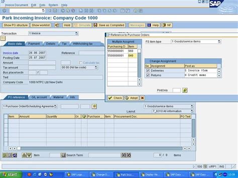 SAP Transaction MIR7 Park Invoice