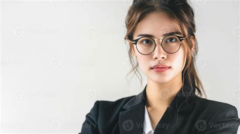 Ai Generated Smiling Businesswoman Wearing Glasses In An Office