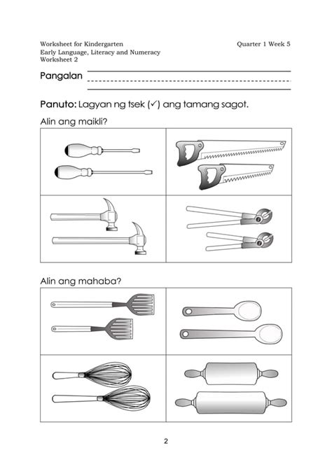 Worksheet Kindergarten Matatag Quarter 1 Week 5 Pdf