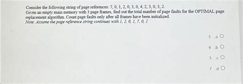 solved consider the following string of page references