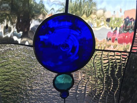 Bubbles Geometric Abstract Stained Glass Window Panel Or Cabinet Insert
