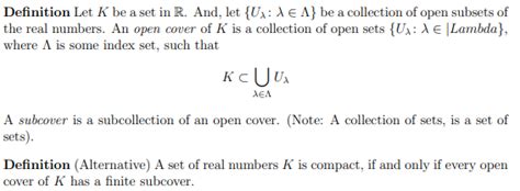 solved definition let k be a subset of r a set k is compact