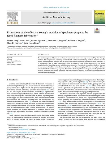 Pdf Estimations Of The Effective Youngs Modulus Of Specimens
