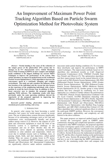 Pdf An Improvement Of Maximum Power Point Tracking Algorithm Based On