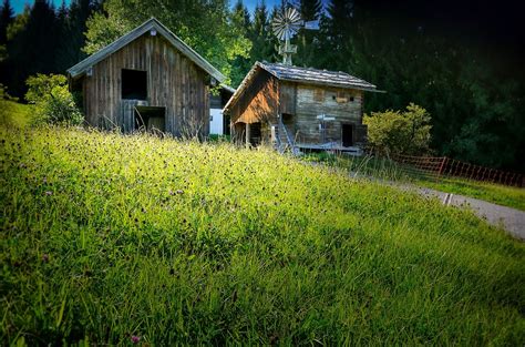 Hut Meadow Landscape Free Photo On Pixabay