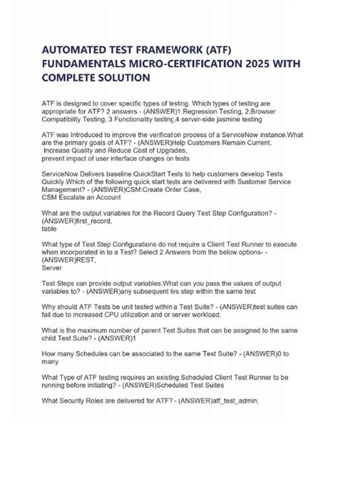 Automated Test Framework Atf Fundamentals Micro Certification 2025