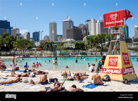 Brisbane Australia Queensland Southbank Parklands Streets Beach Stock