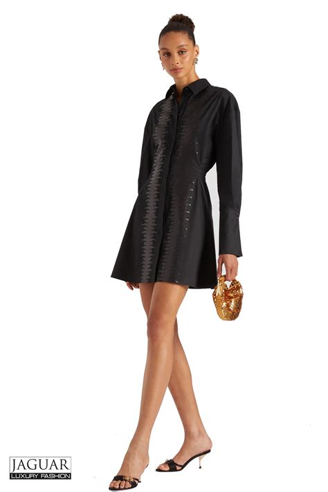 Genny Dress Embroidered Paillettes Black Jaguar Luxury Fashion