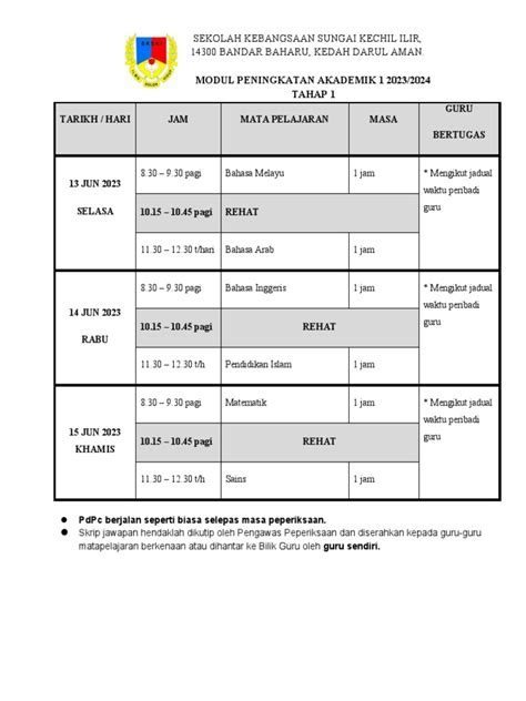 Jadual Modul Peningkatan 1 202324 Pdf