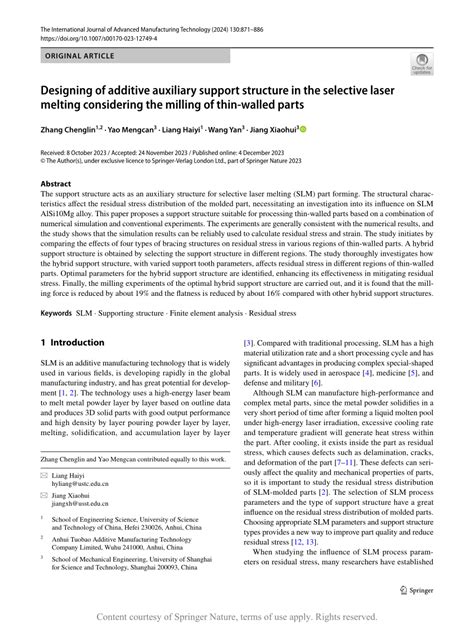 Designing Of Additive Auxiliary Support Structure In The Selective