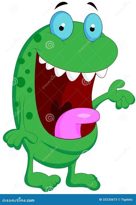 Cute Green Monster Cartoon Stock Vector Illustration Of Cheerful