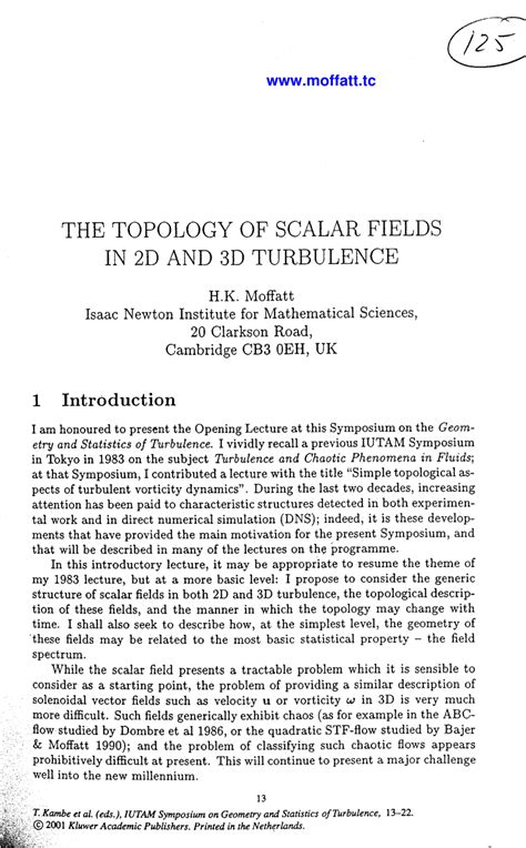 Pdf The Topology Of Scalar Fields In 2d And 3d Turbulence
