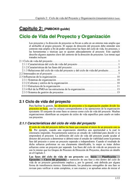 Ciclo De Vida Generalidades Capitulo Pmbok Guide Ciclo De Vida Del Proyecto Y
