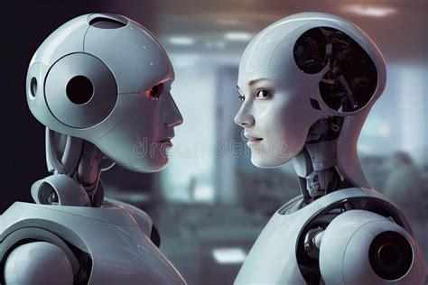 Two Robots Talking Technology Communication Machine Learning