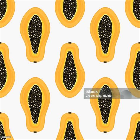 열 대 과일과 완벽 한 패턴입니다 건강 한 디저트입니다 과일 배경입니다 Carica 파파야입니다 이국적인 음식입니다 옷 벽지 여름 배너 인쇄 포장지 0명에 대한 스톡 벡터