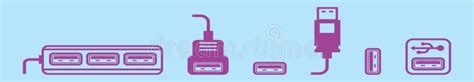 Set Of Computer Ports Type Icon Design Template With Various Models