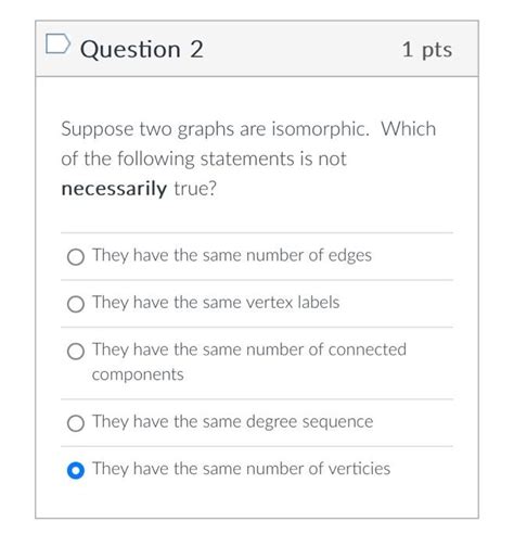 Solved Question Pts Suppose Two Graphs Are Isomorphic Chegg