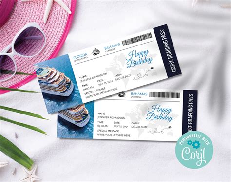 Editable Boarding Pass Cruise Template Printable Cruise Ticket