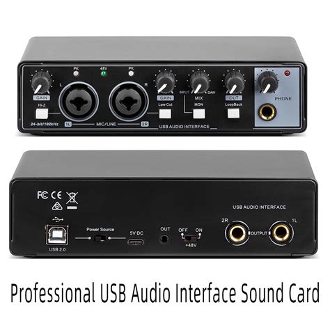 Sound Card USB Audio Interface Professional USB Audio Interface Sound Card With Loopback