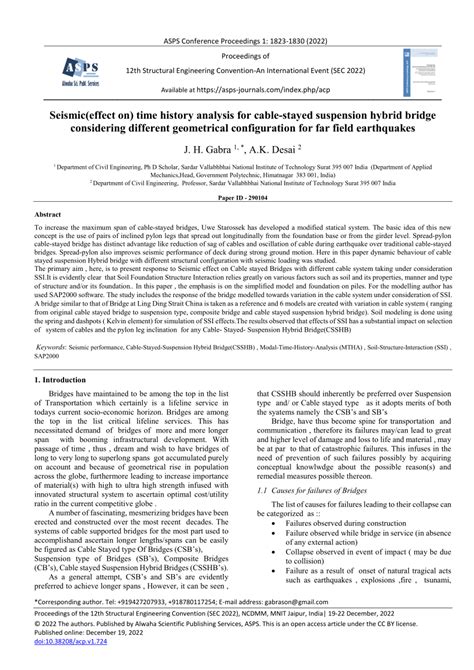 Pdf Seismic Effect On Time History Analysis For Cable Stayed Suspension Hybrid Bridge