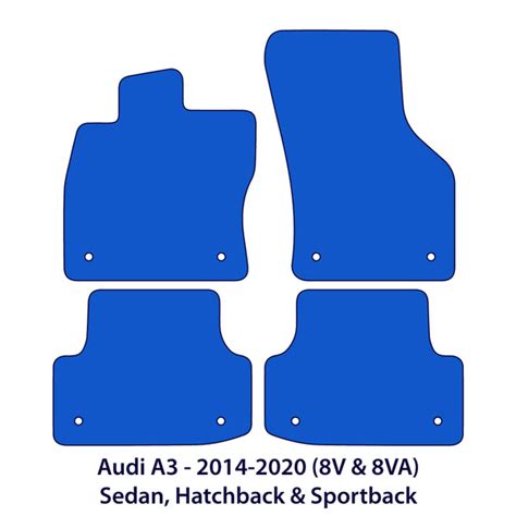 Audi A3 And S3 Velour Floor Mats 2014 2020 E Tron 8v 8va Black
