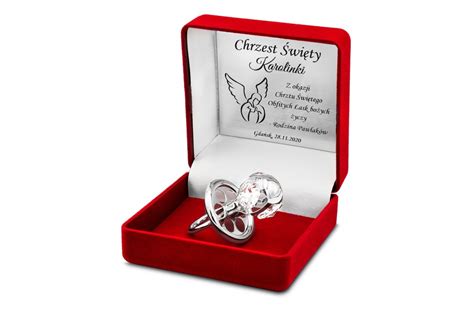 Smoczek SWAROVSKI z GRAWEREM Pamiątka na Chrzest S