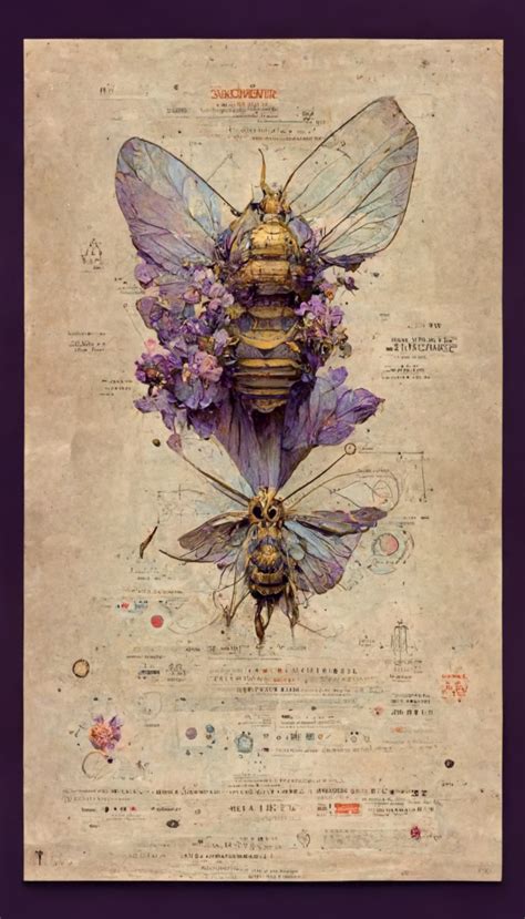 Artstation Entomological Sketch Of A Honey Bee Bathing In A Purple
