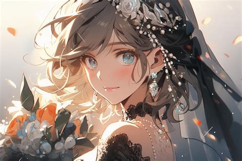 Premium Ai Image Japanese Moe Anime Style Girl Wearing Wedding Dress