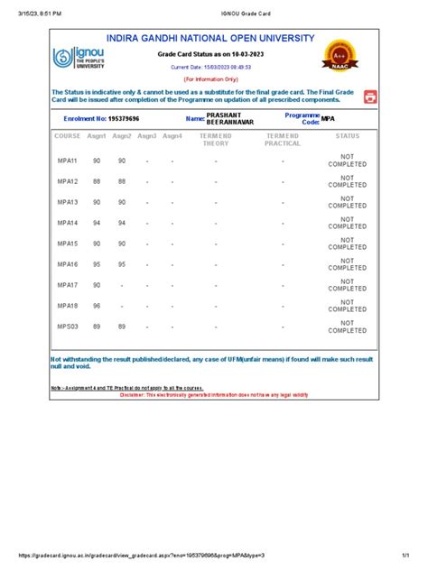 Ignou Grade Card Pdf Computer Programming Computing