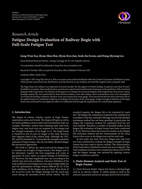 Pdf Fatigue Design Evaluation Of Railway Bogie With Full Scale