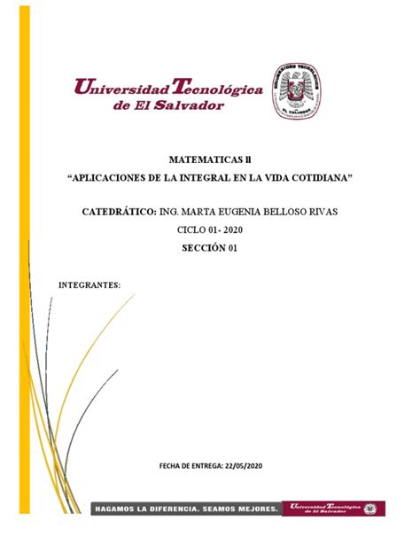 Aplicaciones De La Integral En La Vida Cotidiana Pdf Integral