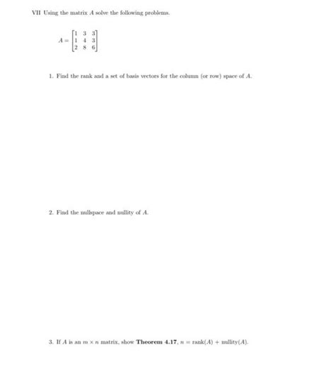solved vii using the matrix a solve the following problems