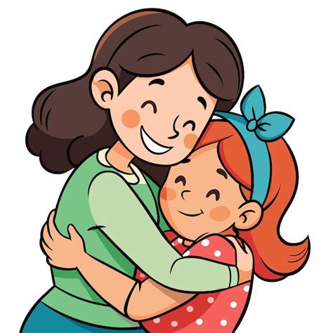 Una Foto De Una Madre Abrazando A Su Hija Vector Premium