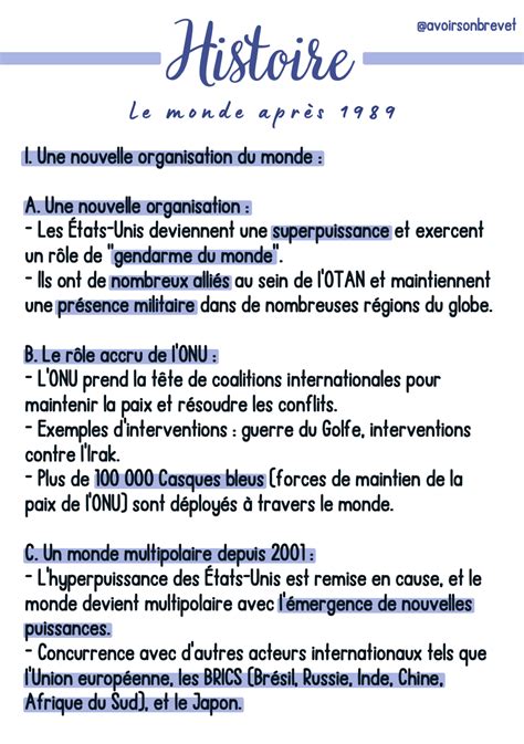 Enjeux et conflits dans le monde après 1989 Ange Réussite