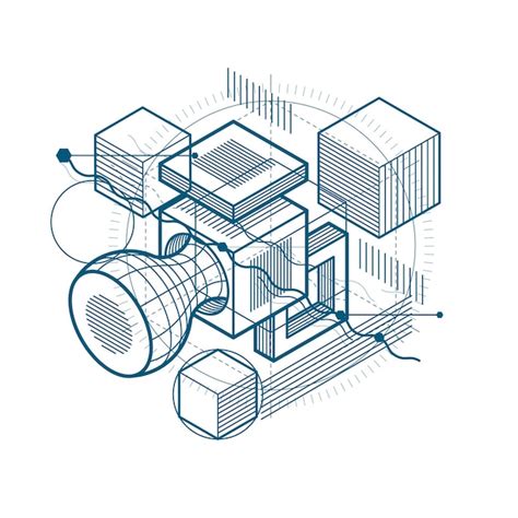 Premium Vector Abstract Background With Isometric Elements Vector Linear Art With Lines And