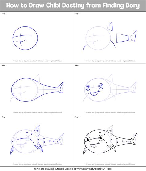 How To Draw Chibi Destiny From Finding Dory Chibi Characters Step By