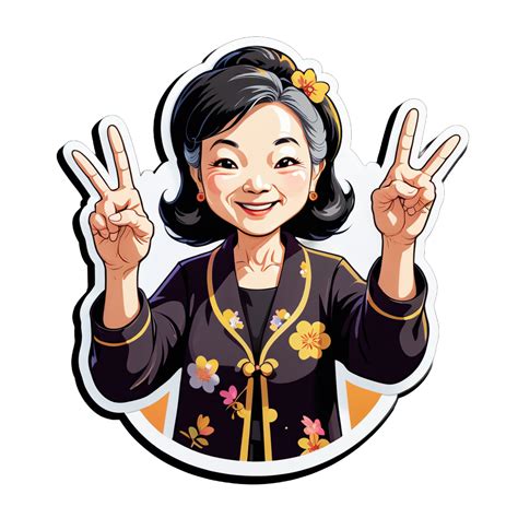 I Made An Ai Sticker Of 70 Years Old Chinese Lady Doing The V Sign With
