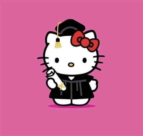 The Hello Kitty Is Holding A Diploma And Wearing A Pi