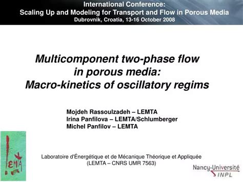 Ppt Multicomponent Two Phase Flow In Porous Media Macro Kinetics Of Oscillatory Regims