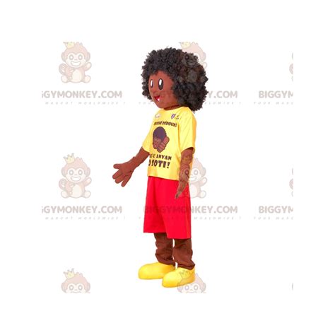 Traje De Mascote De Menino Africano BIGGYMONKEY Cortar L 175 180CM