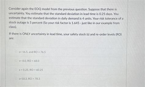 Solved Consider Our Eoq Model Suppose Annual Demand Is Chegg