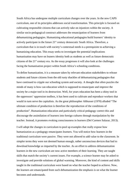 Pdf Humanizing Pedagogy