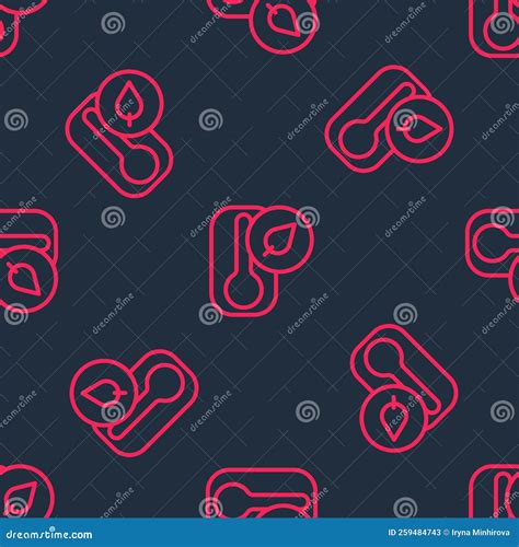 Red Line Meteorology Thermometer Measuring Heat And Cold Icon Isolated Seamless Pattern On Black