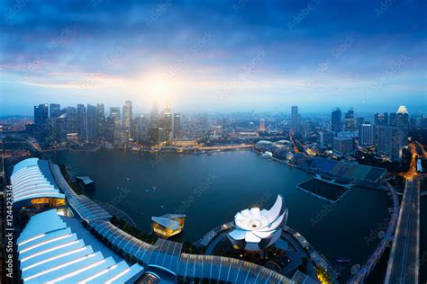 Singapore`s Business District Singapore City Skyline Singapore Stock