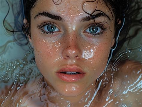 Premium Photo A Woman With Blue Eyes And Freckles Is In A Bathtub