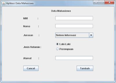 Contoh Program Aplikasi Data Mahasiswa Dan Absensi Pada Java Segala Informasi Internet Dan